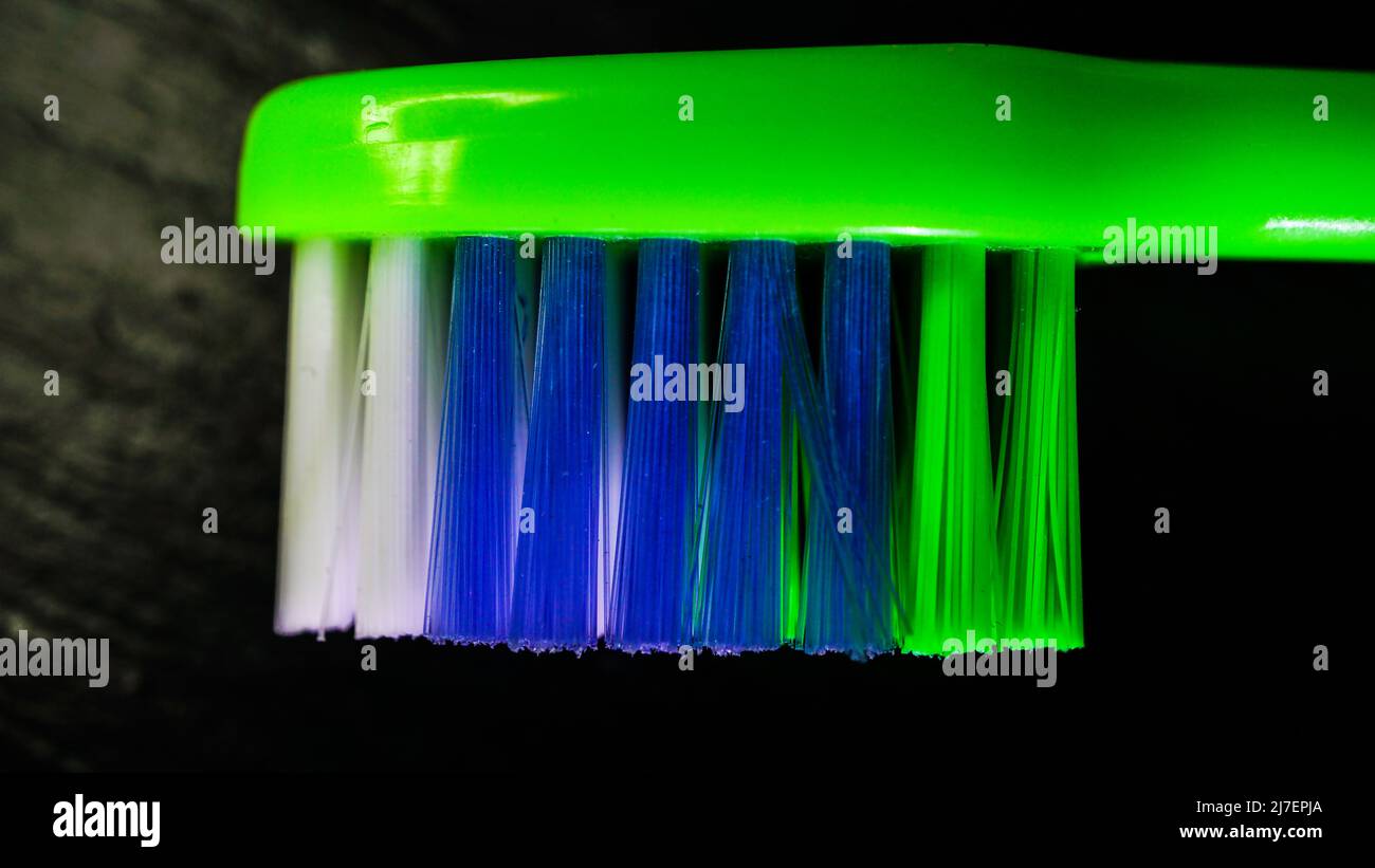 green toothbrush surface, object photo shot macro photography Stock ...