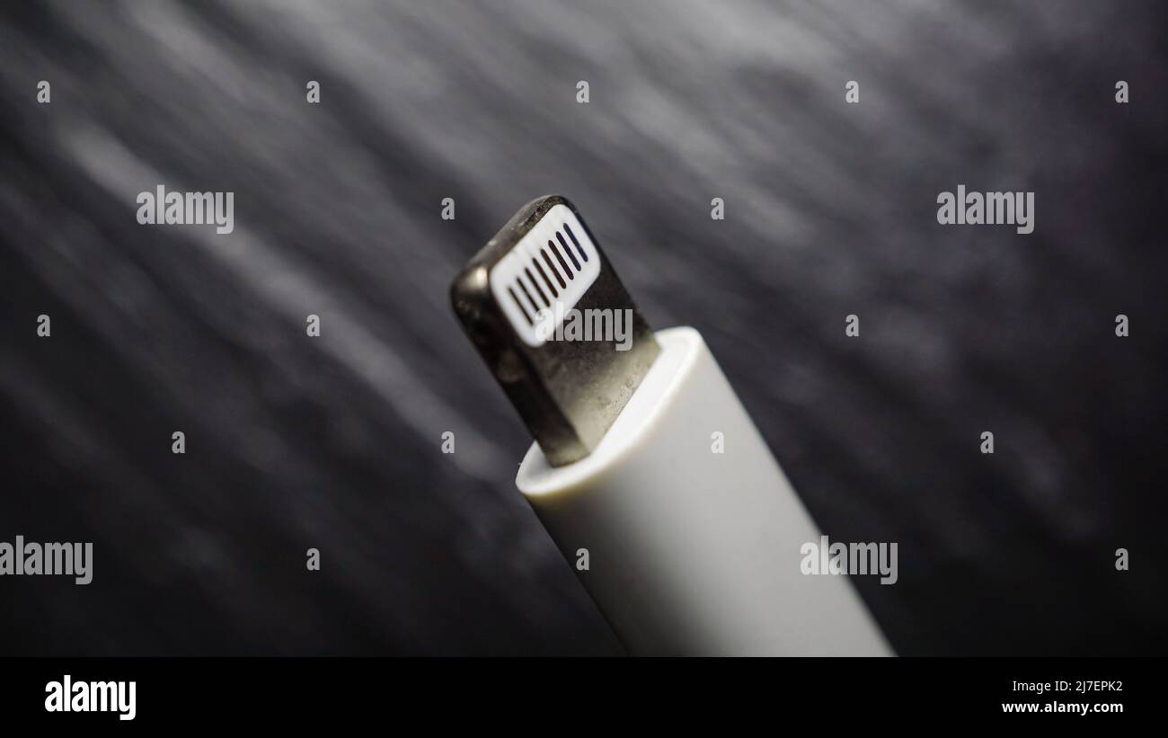 white lightning usb smartphone, object photo shot macro photography ...