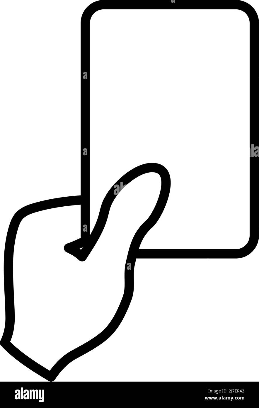 Icon Of Football Referee Hand With Red Card. Bold outline design with ...
