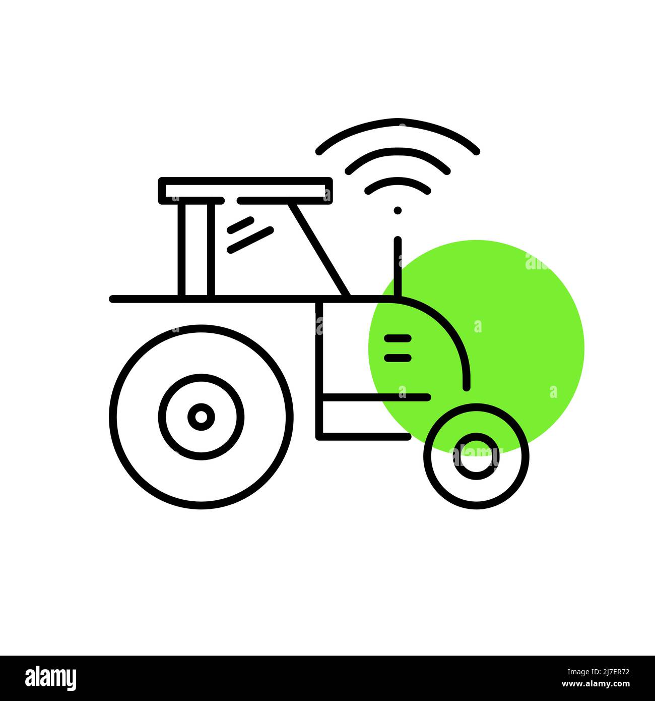 Smart farming remote control tractor. Pixel perfect, editable stroke ...