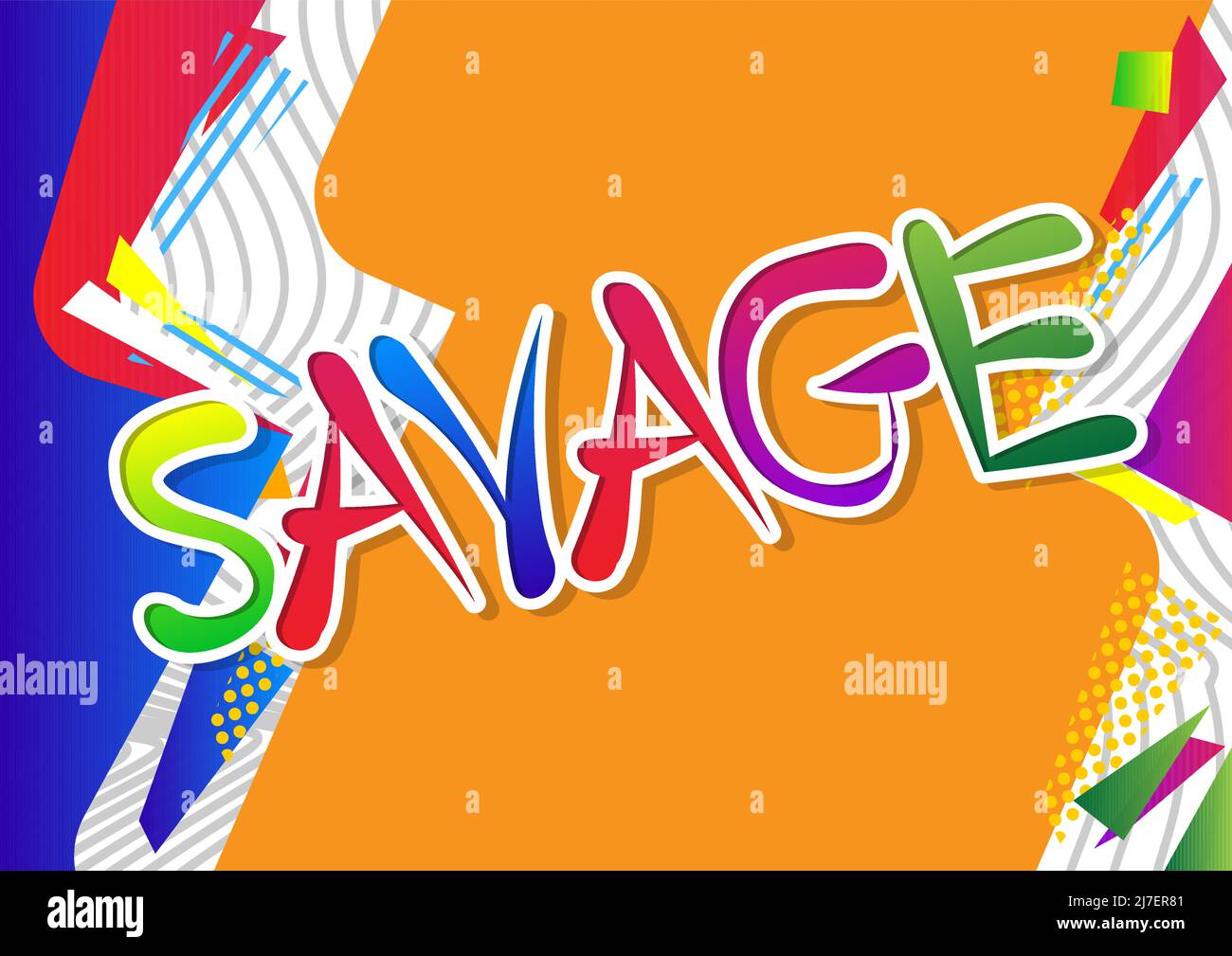 Savage. Word written with Children's font in cartoon style Stock Vector ...