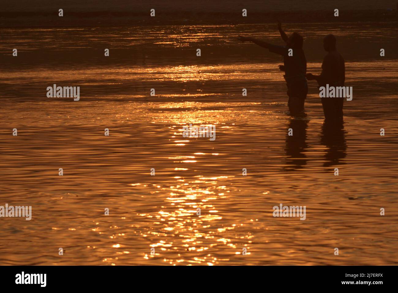 Pakistani people enjoying boating in Ravi River during sunset in Lahore ...