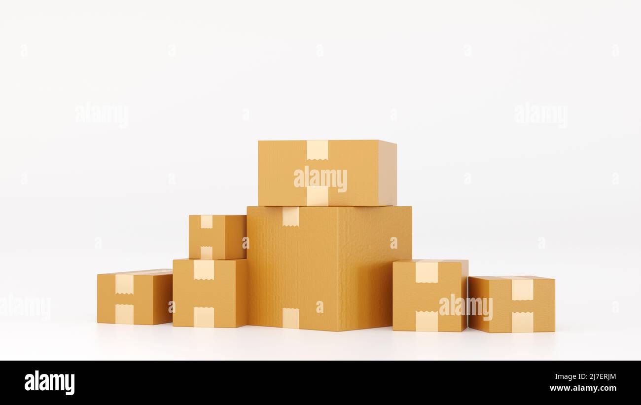 Stack of cardboard box carton or parcel with empty space. concept of ...