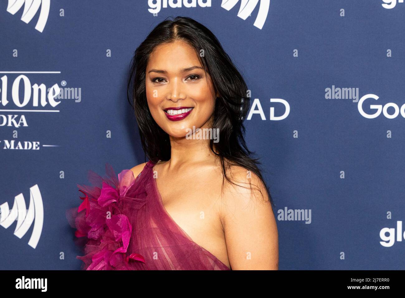 Geena Rocero wearing dress by Marchesa attends 33rd Annual GLAAD Media ...
