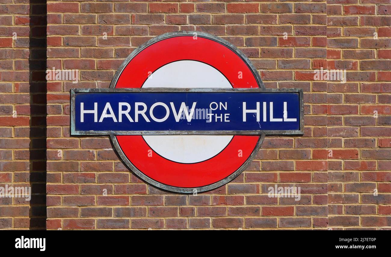 4 May 2022 - London, UK: TFL sign indicating Harrow-on-the-Hill Station ...