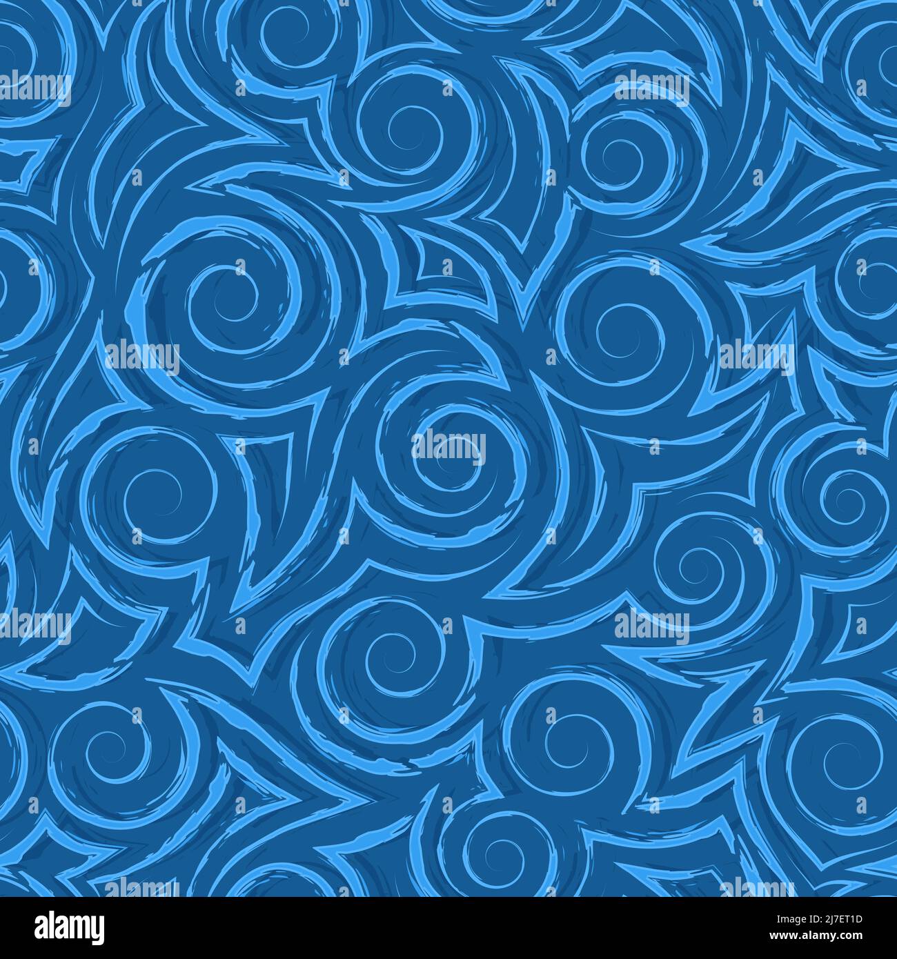 Stock vector seamless pattern of blue spirals and flowing torn stripes ...