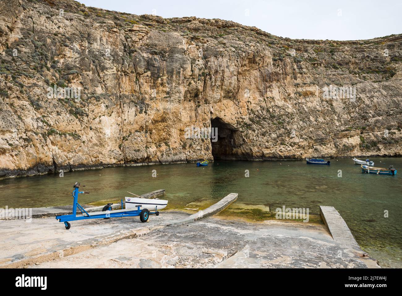 Slipway leads down towards the opening at Dwejra Inland Sea on the ...