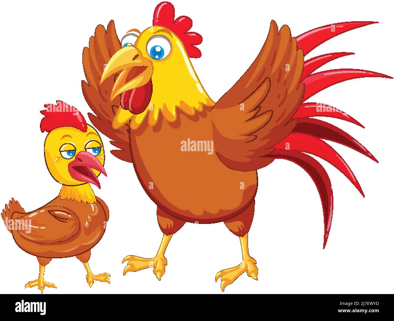 Mother chicken and her baby cartoon animals illustration Stock Vector ...