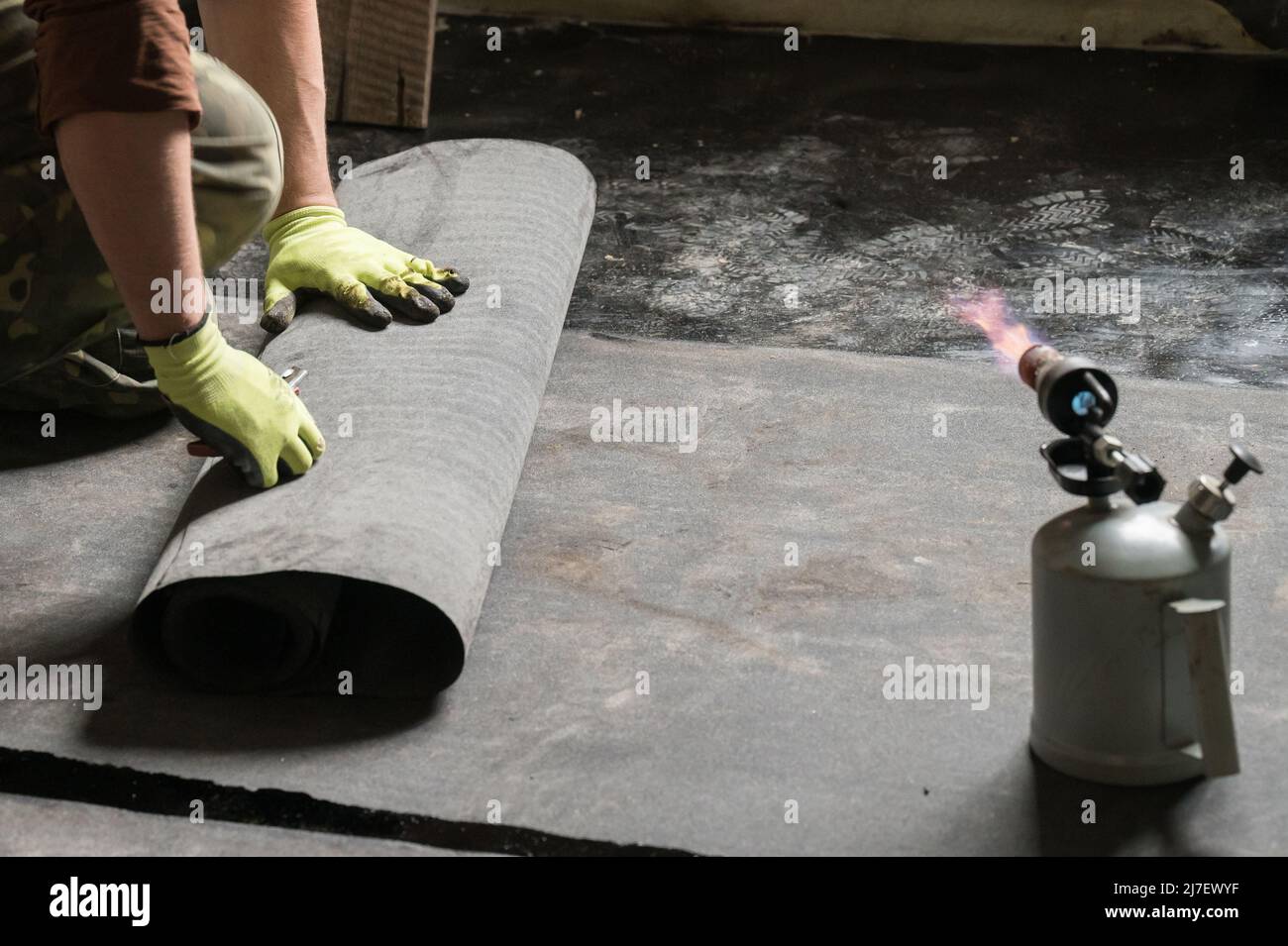 Waterproofing and resin on the floor, installation of waterproofing on ...