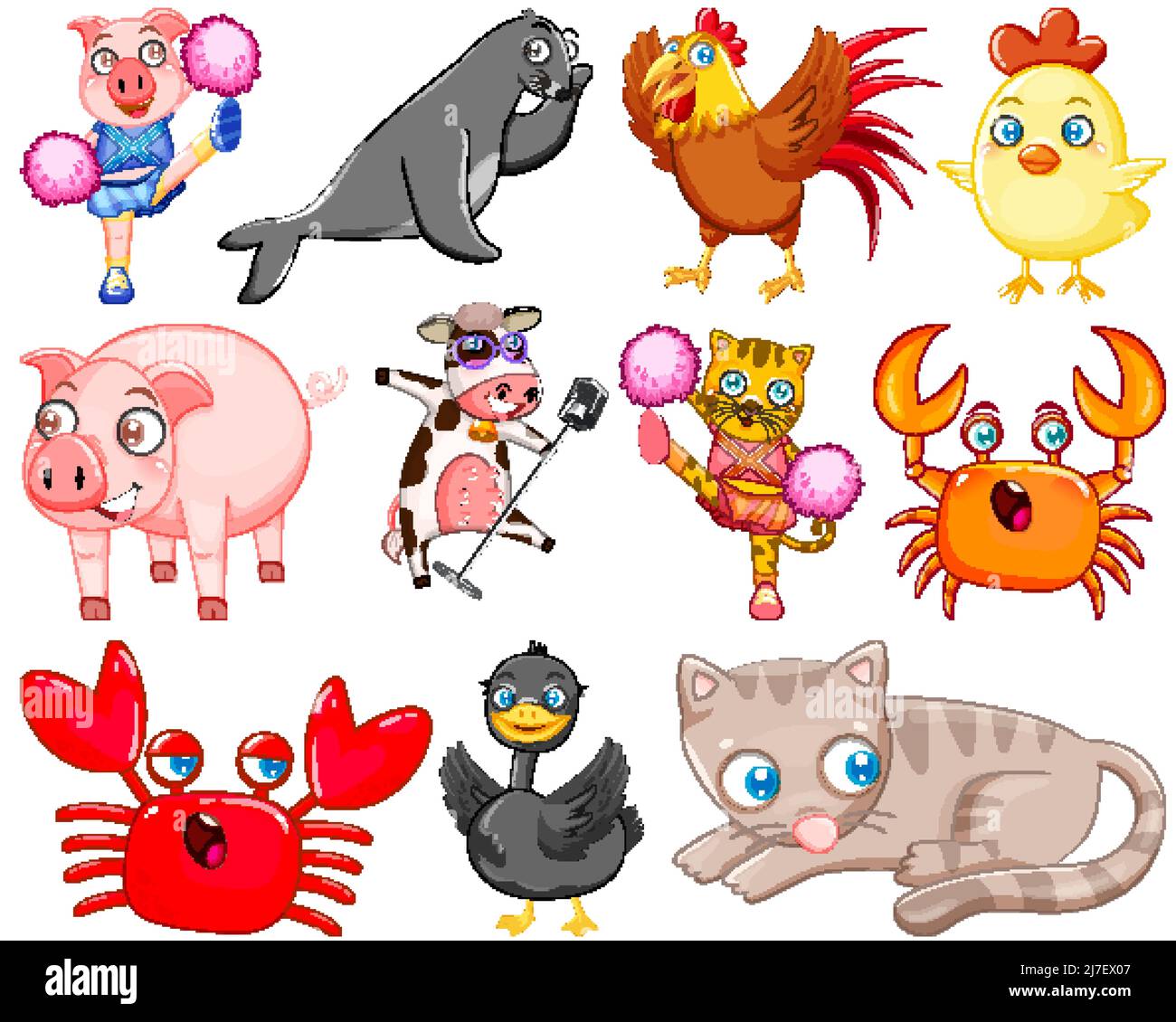 Wild animals with happy smile illustration Stock Vector Image & Art - Alamy