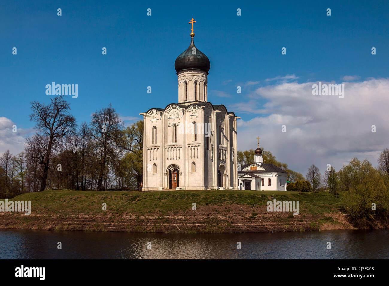 Limestone Russian Church of 12th century. Bogolyubovo, Vladimir region ...