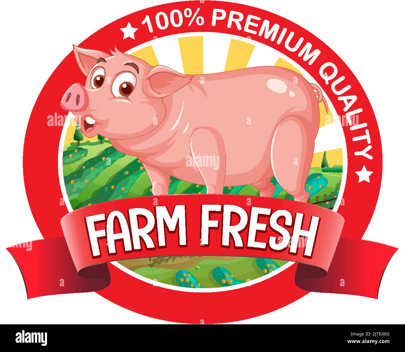 Pig farm fresh logo for pork products illustration Stock Vector Image ...