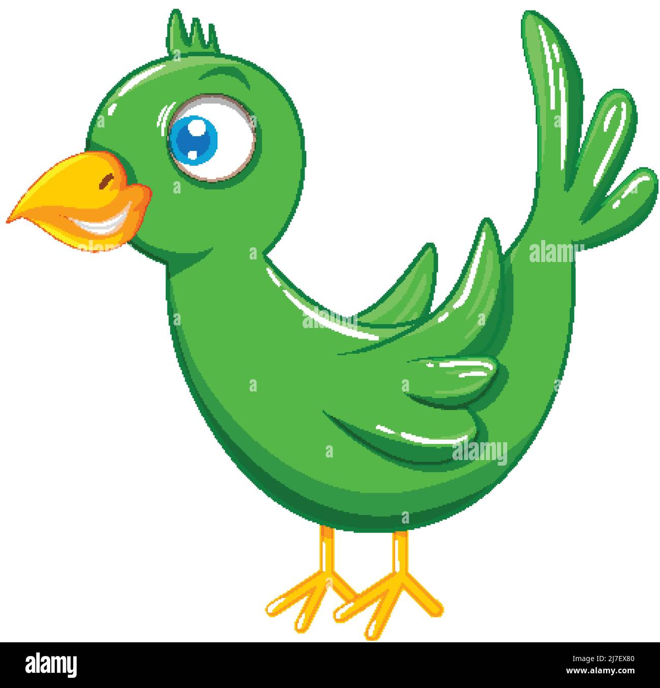Cute green bird in cartoon style illustration Stock Vector Image & Art ...