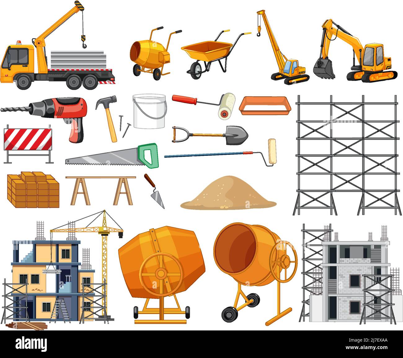 Set of construction site objects illustration Stock Vector Image & Art ...