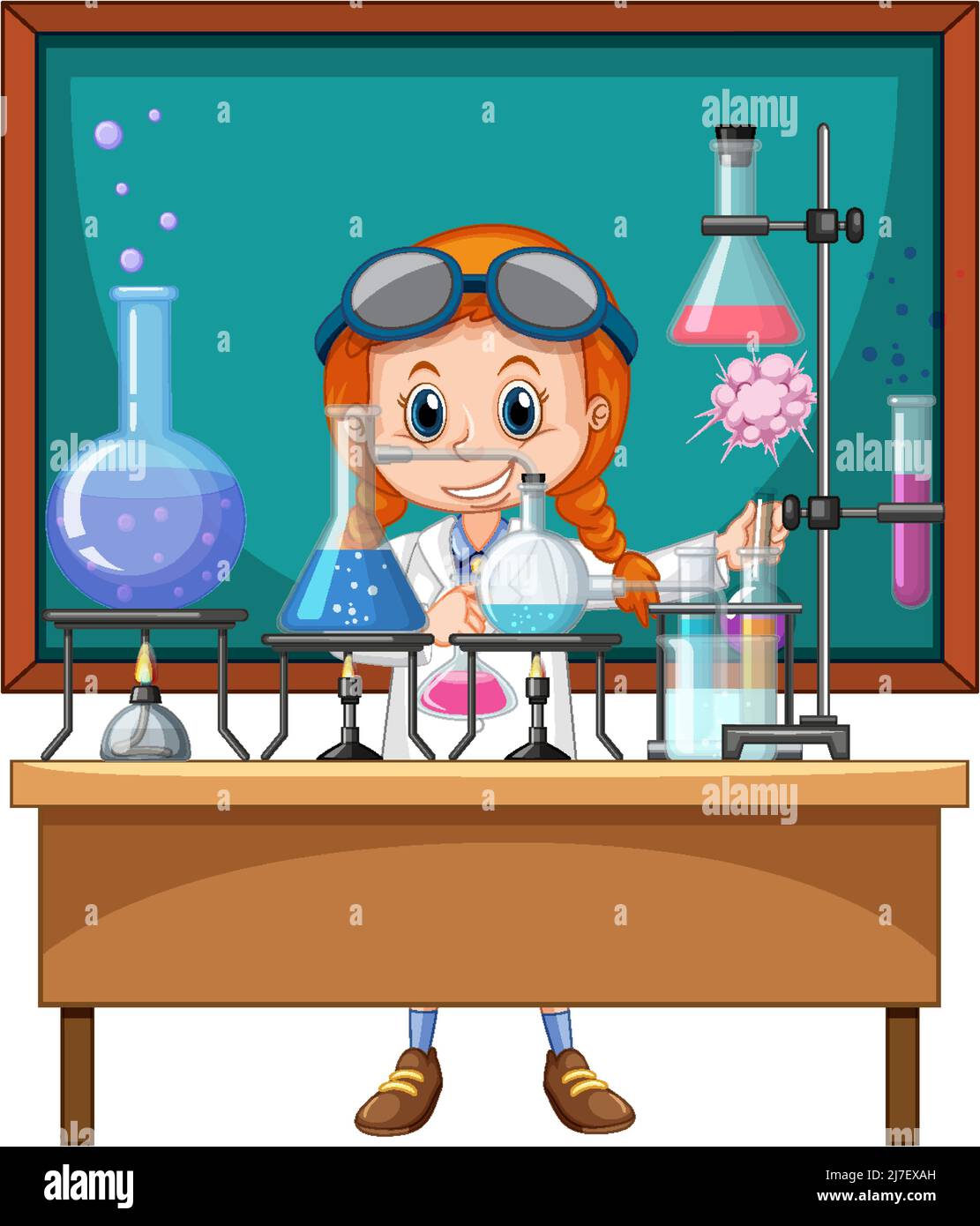 Classroom scene with scientist doing experiment illustration Stock ...
