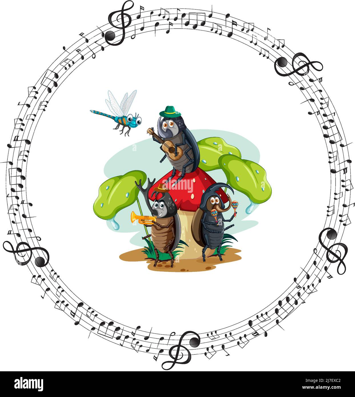 Cartoon beetle music band illustration Stock Vector Image & Art - Alamy