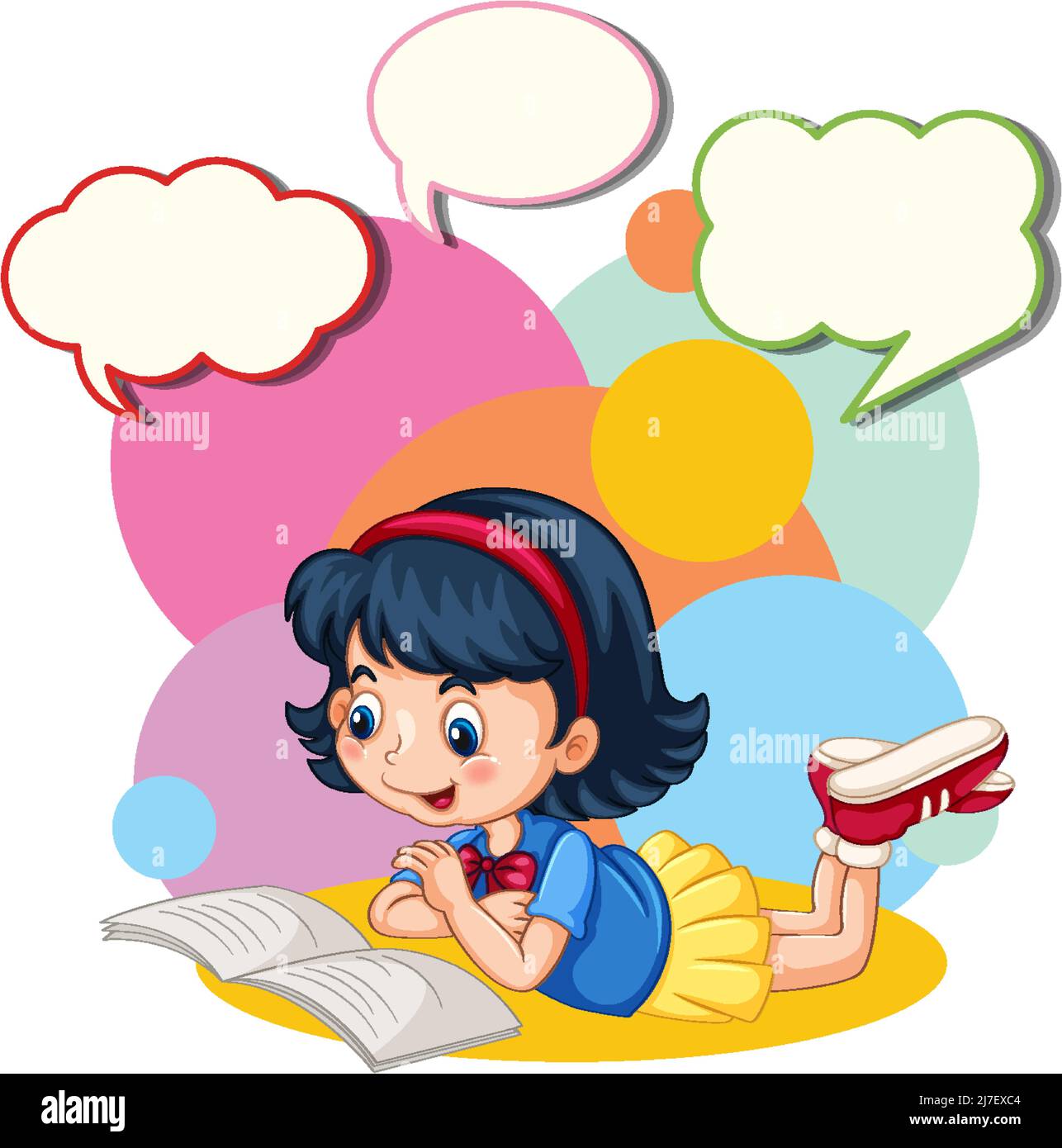 Speech bubble template with girl reading illustration Stock Vector ...