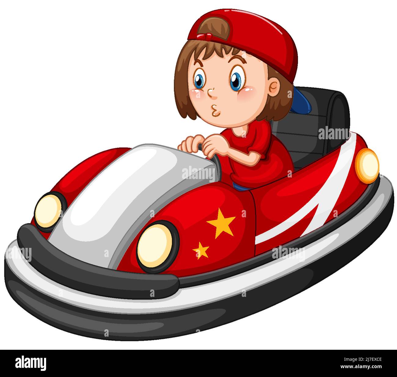 A girl driving bumper car in cartoon design illustration Stock Vector ...