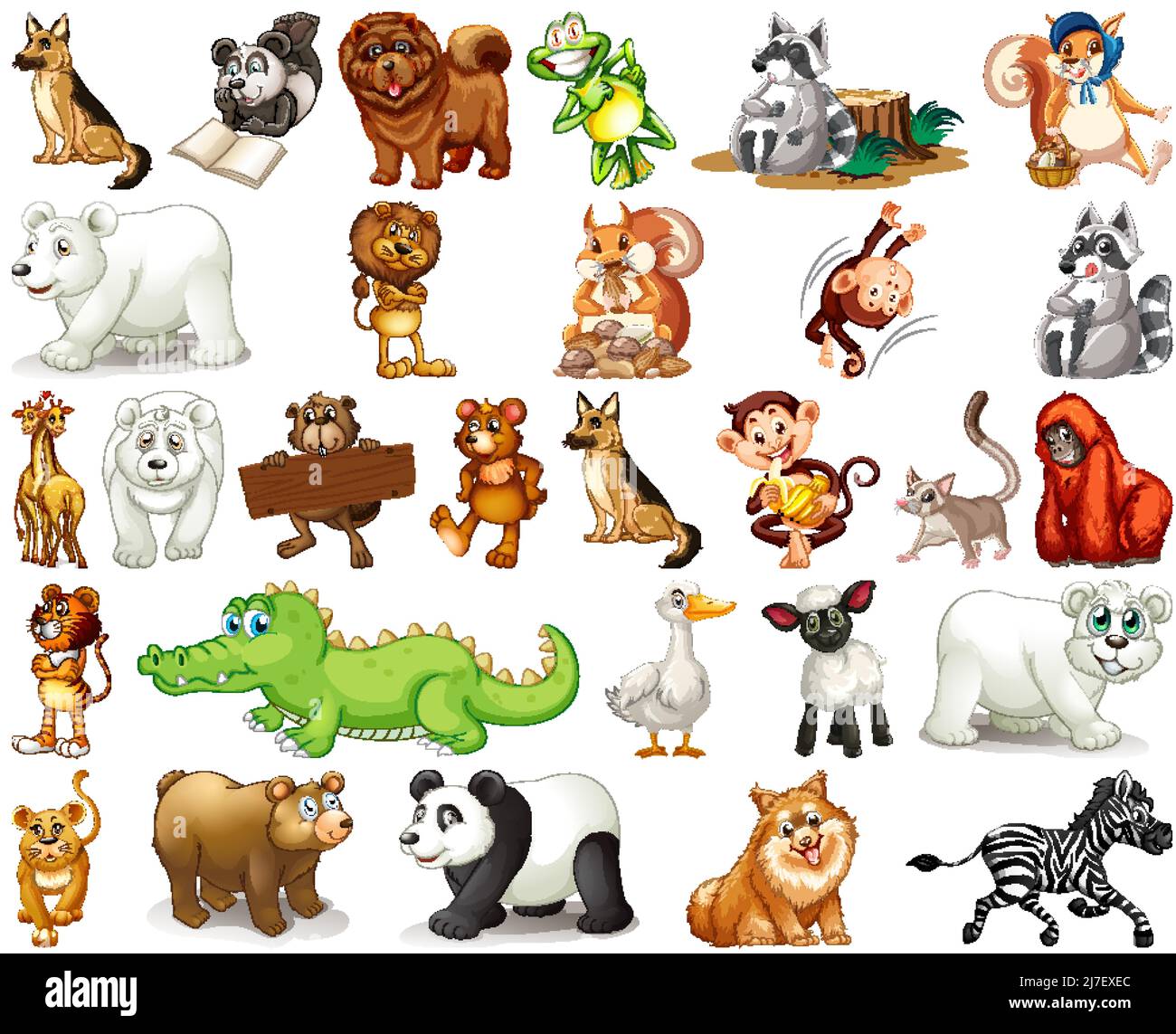 Set of animal cartoon character illustration Stock Vector Image & Art ...