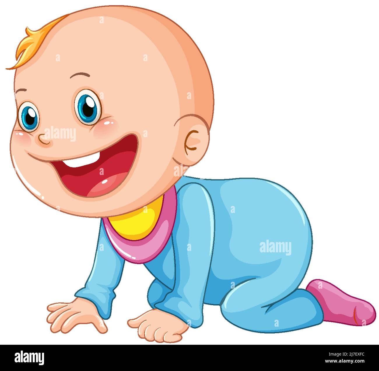 Cute baby crawling cartoon character illustration Stock Vector Image ...