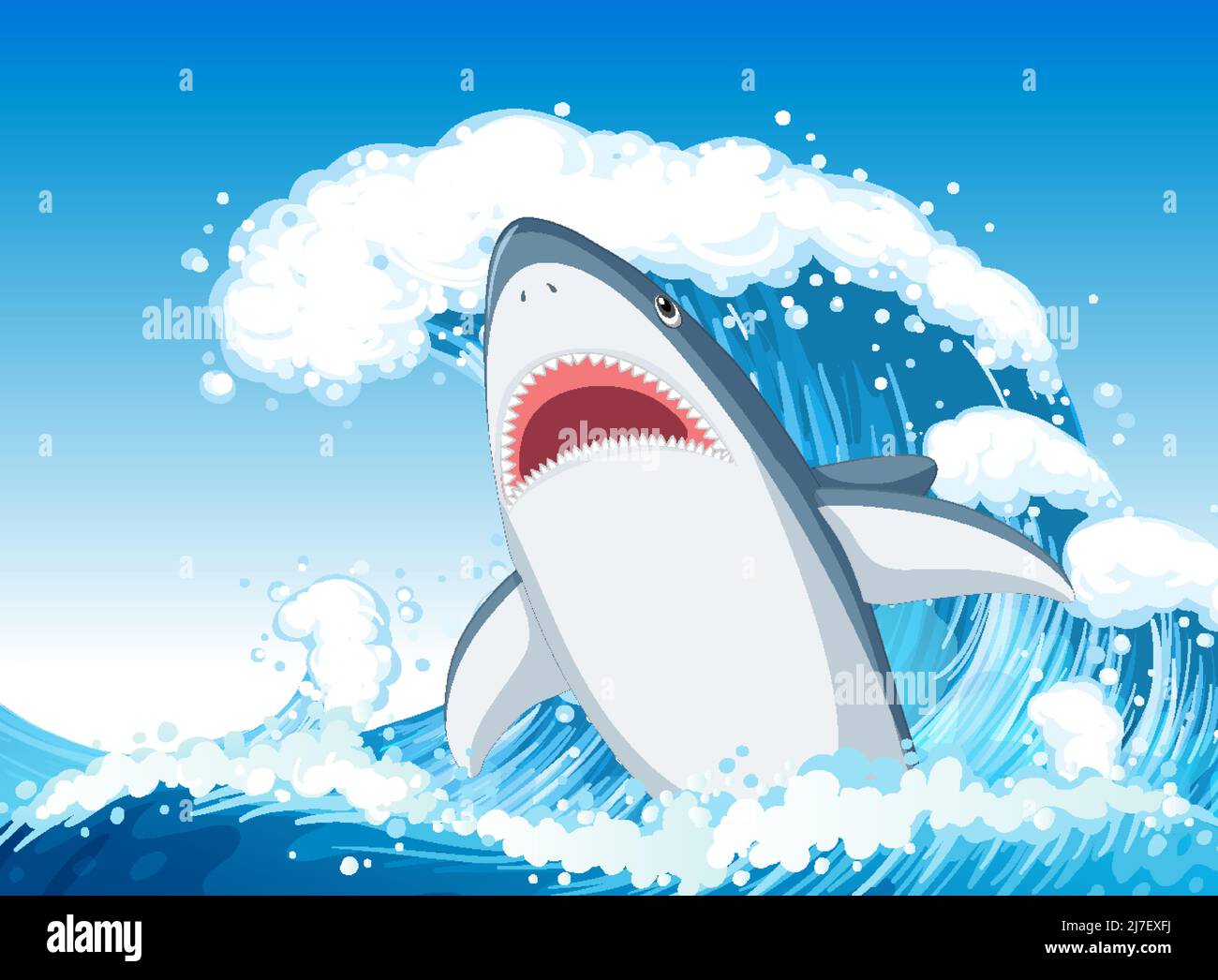 Shark attack concept with aggressive shark illustration Stock Vector ...