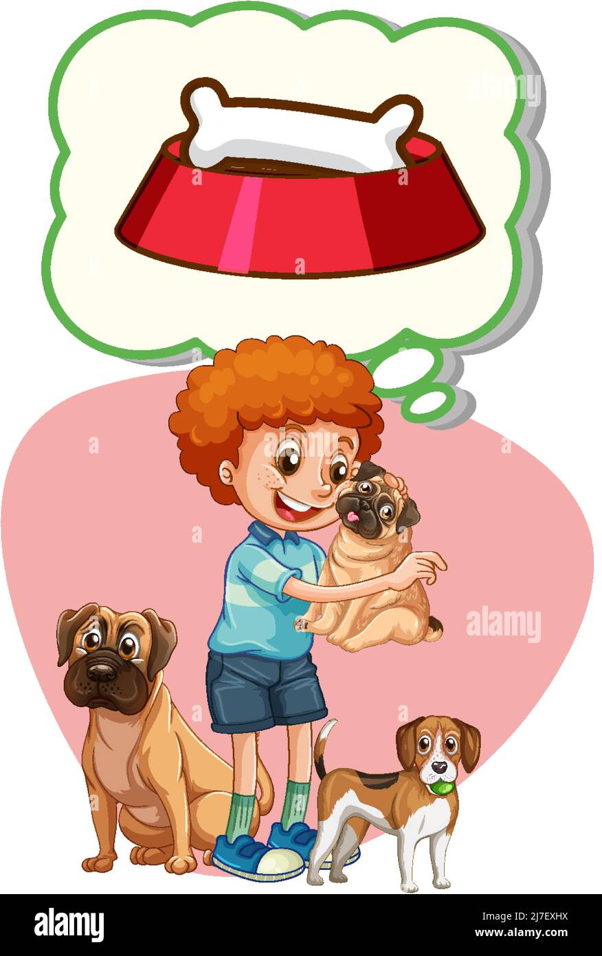Boy with many dogs illustration Stock Vector Image & Art - Alamy