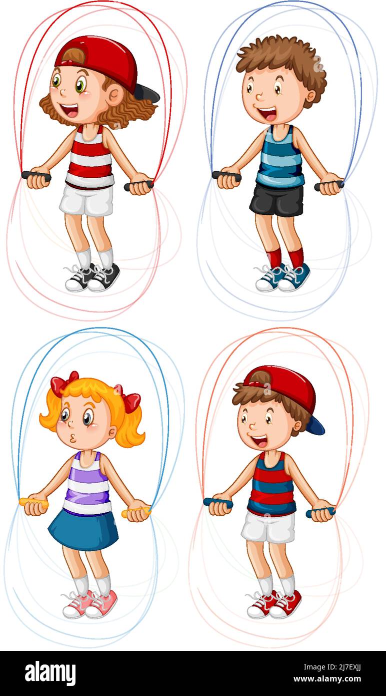 Set of different kids jumping rope illustration Stock Vector Image ...
