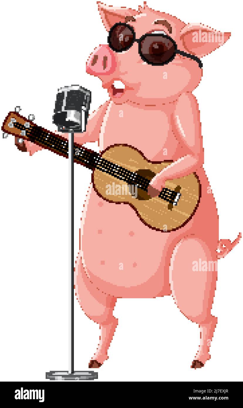 A pig standing on two legs and singing illustration Stock Vector Image ...