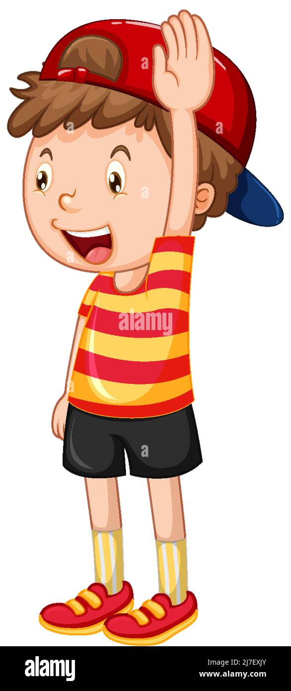 Little boy having hand up illustration Stock Vector Image & Art - Alamy