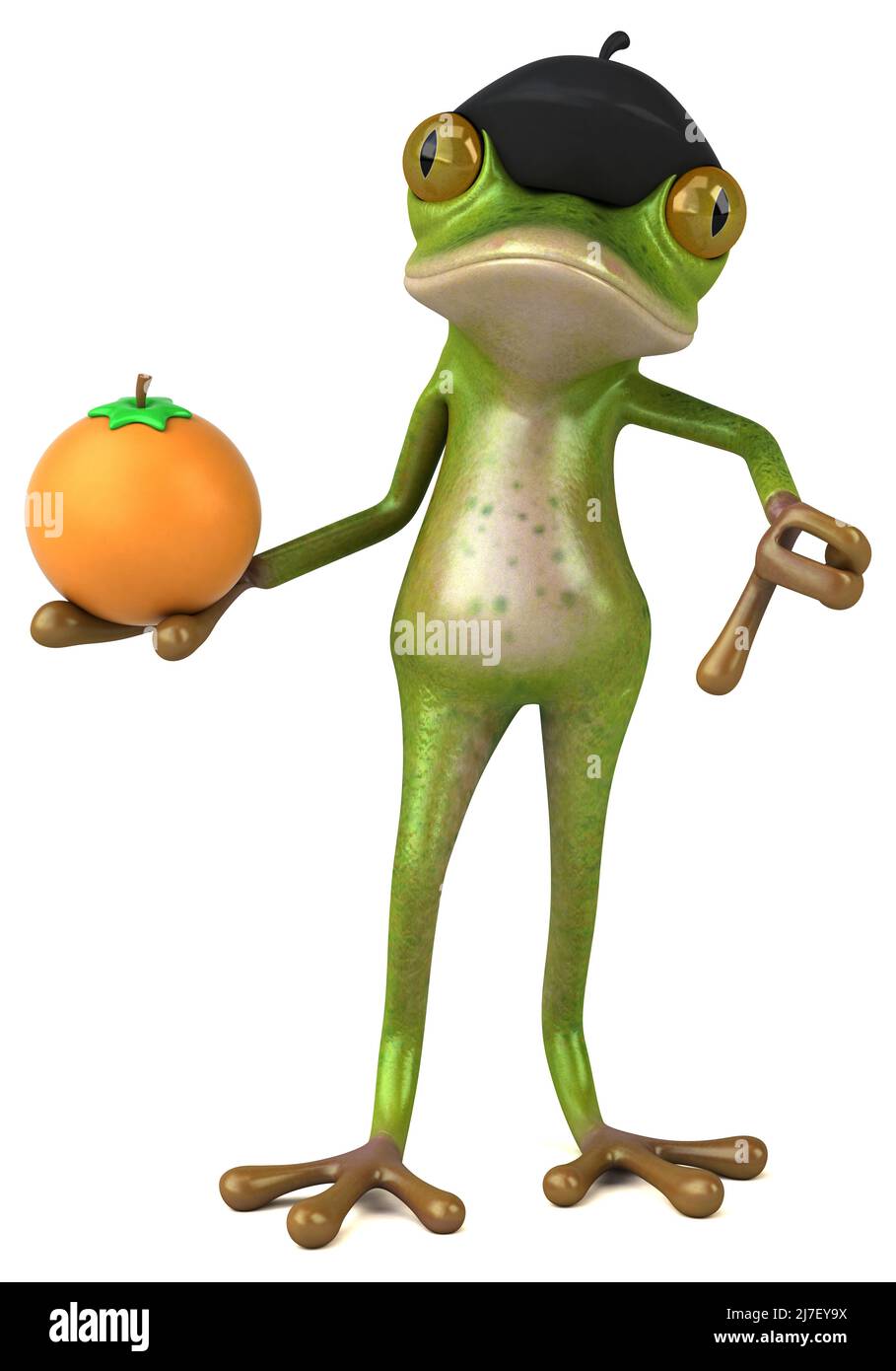 Fun french frog - 3D Illustration Stock Photo - Alamy