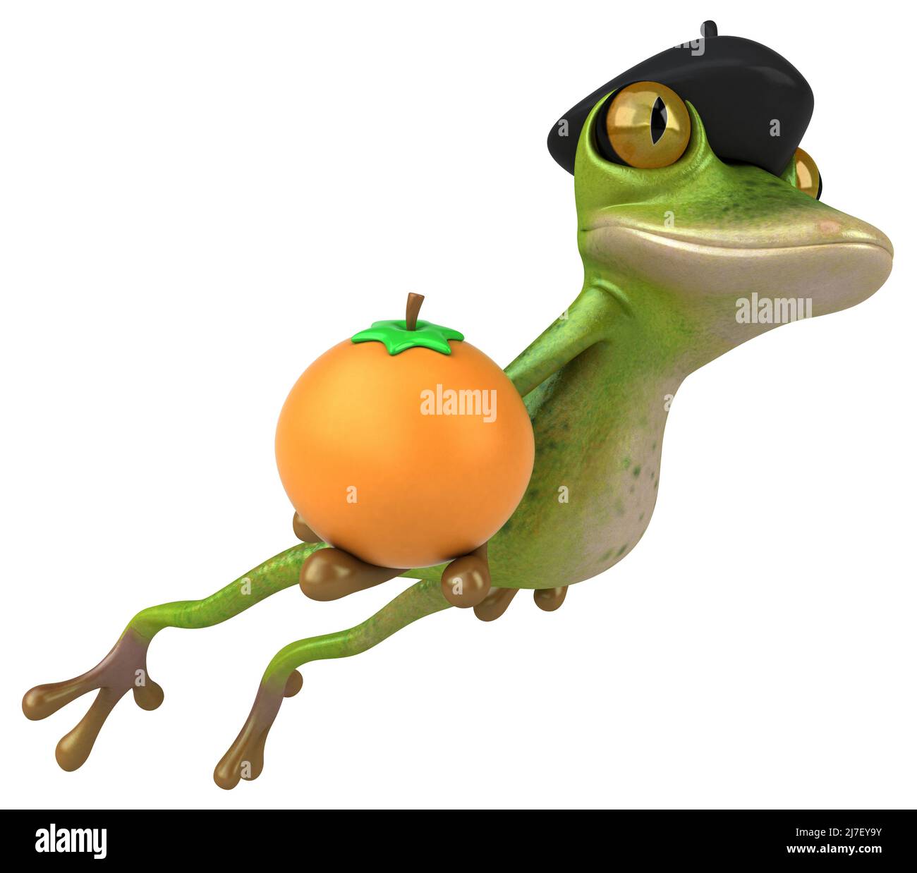 Fun french frog - 3D Illustration Stock Photo - Alamy
