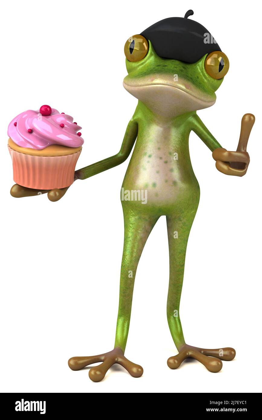 Fun french frog - 3D Illustration Stock Photo - Alamy