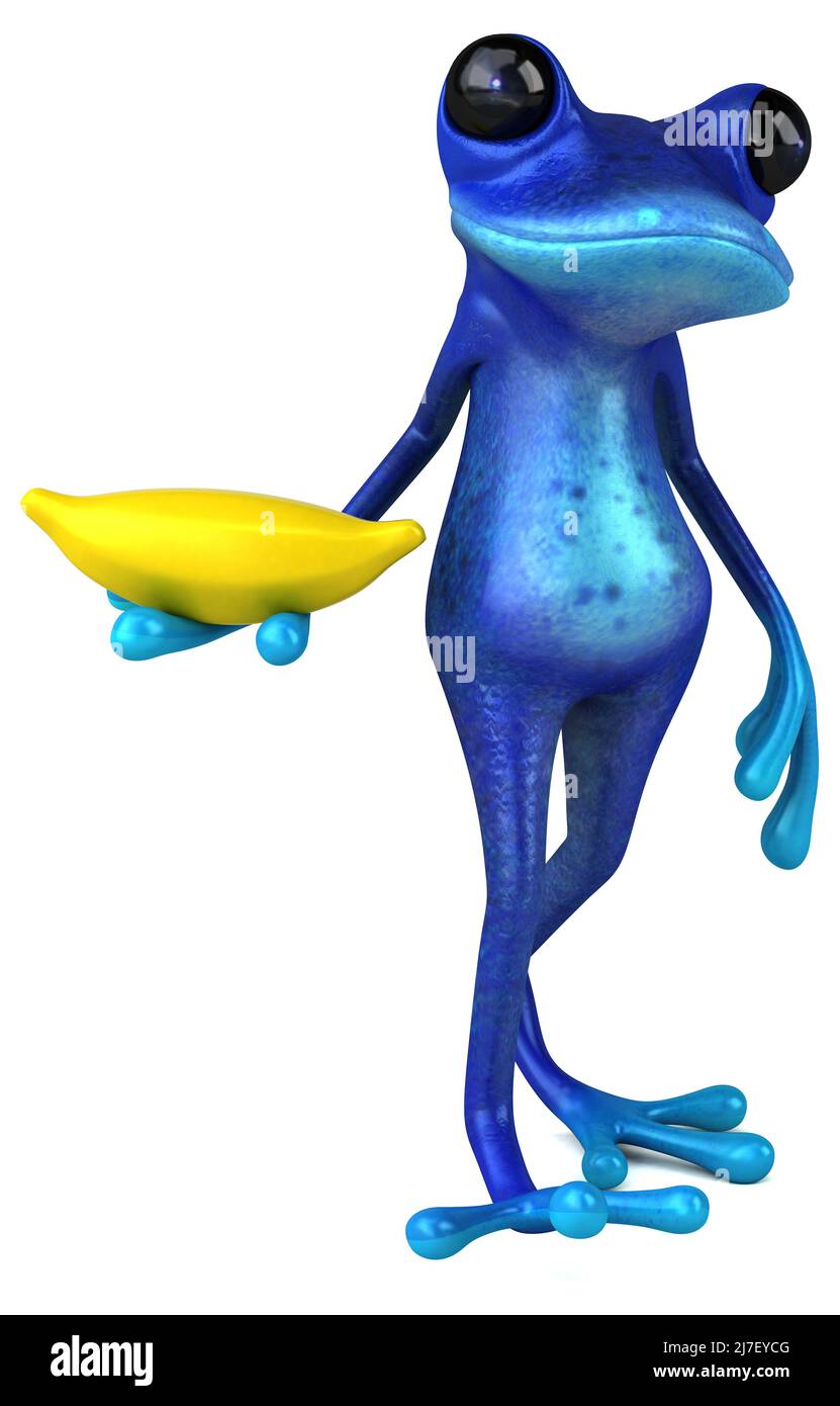 Fun blue frog - 3D Illustration Stock Photo - Alamy