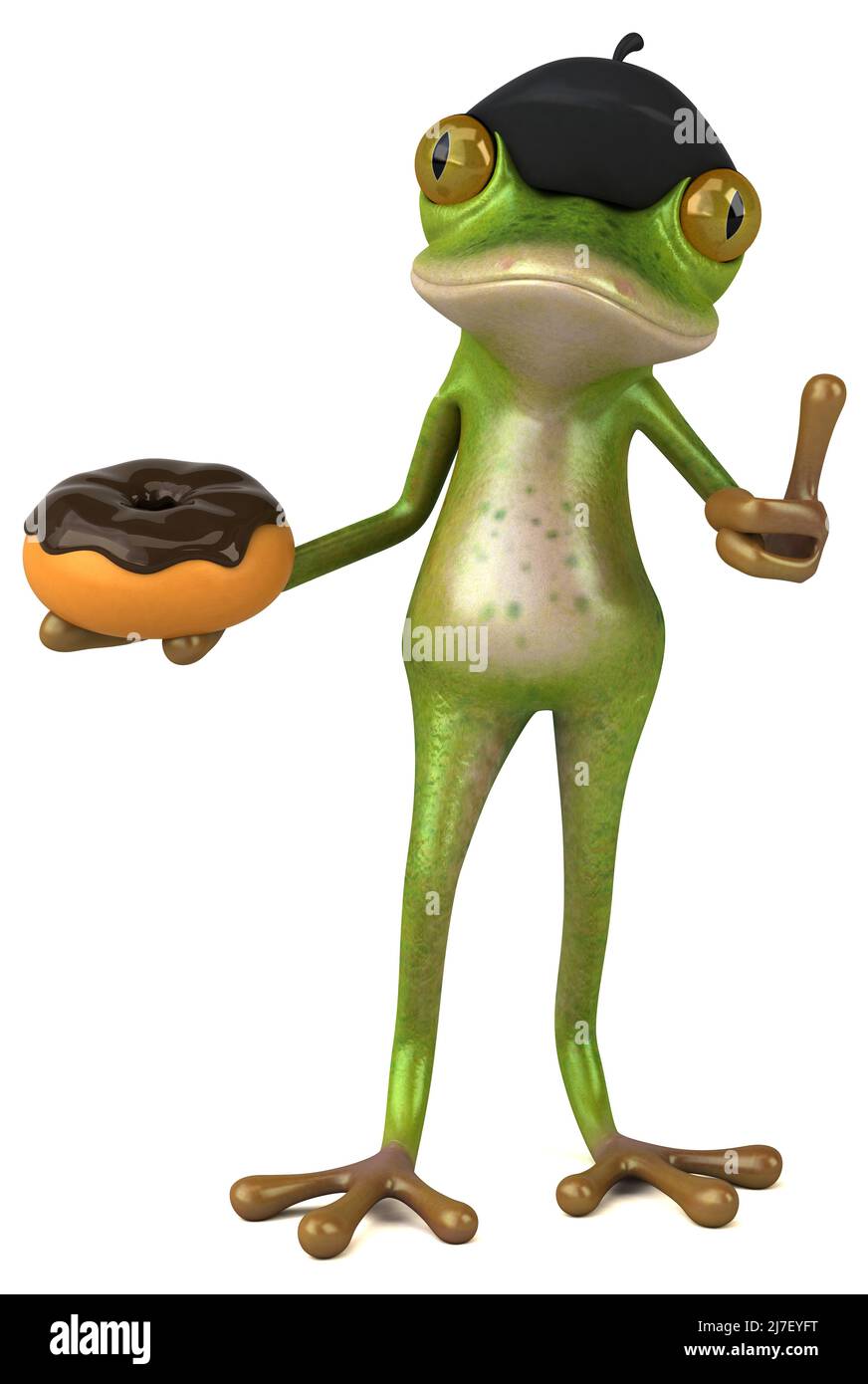 Fun french frog - 3D Illustration Stock Photo - Alamy