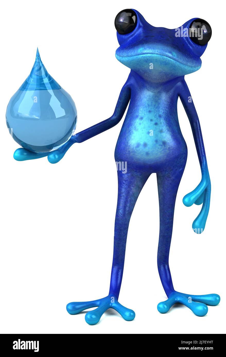 Fun blue frog - 3D Illustration Stock Photo - Alamy
