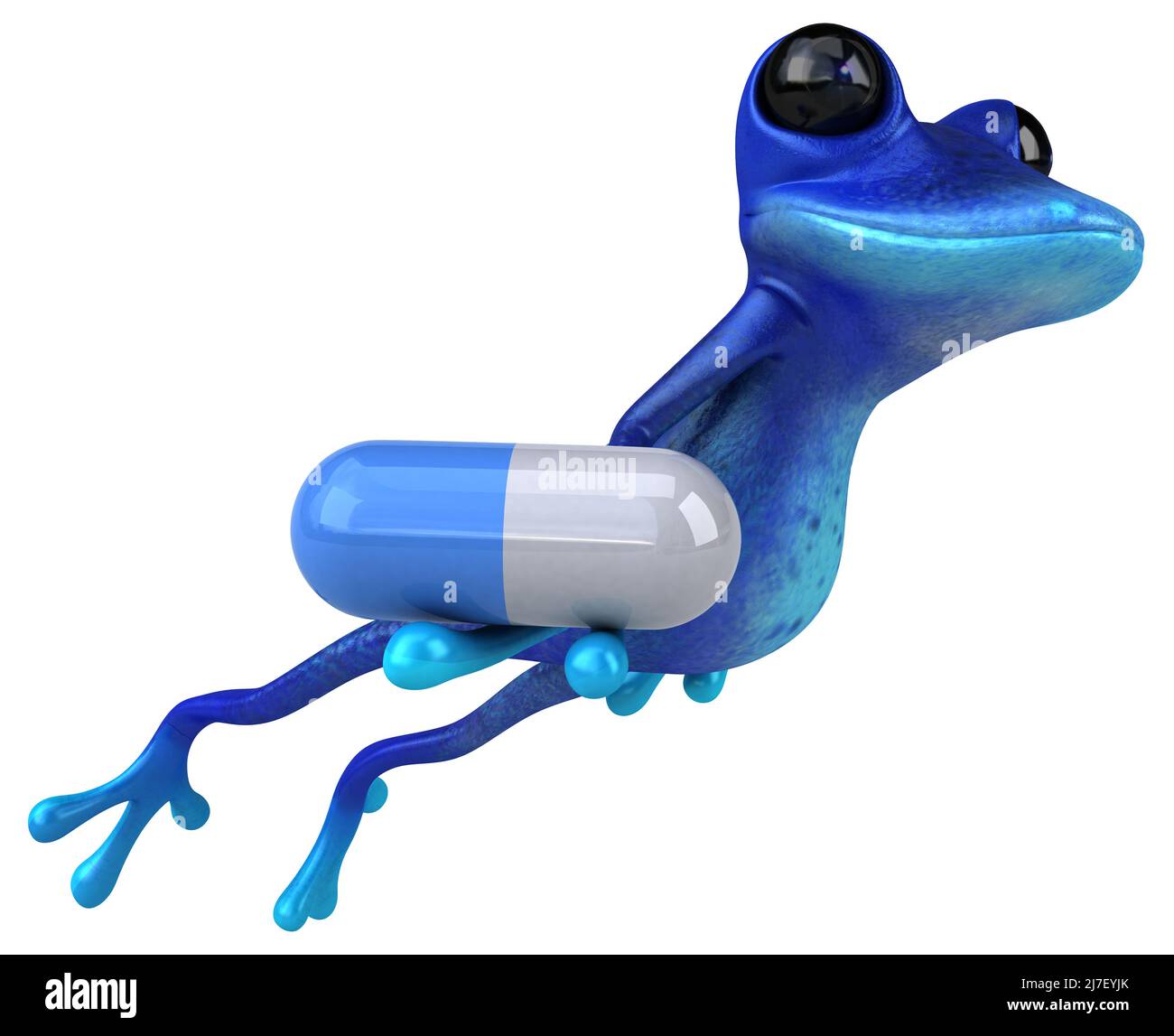Fun blue frog - 3D Illustration Stock Photo - Alamy