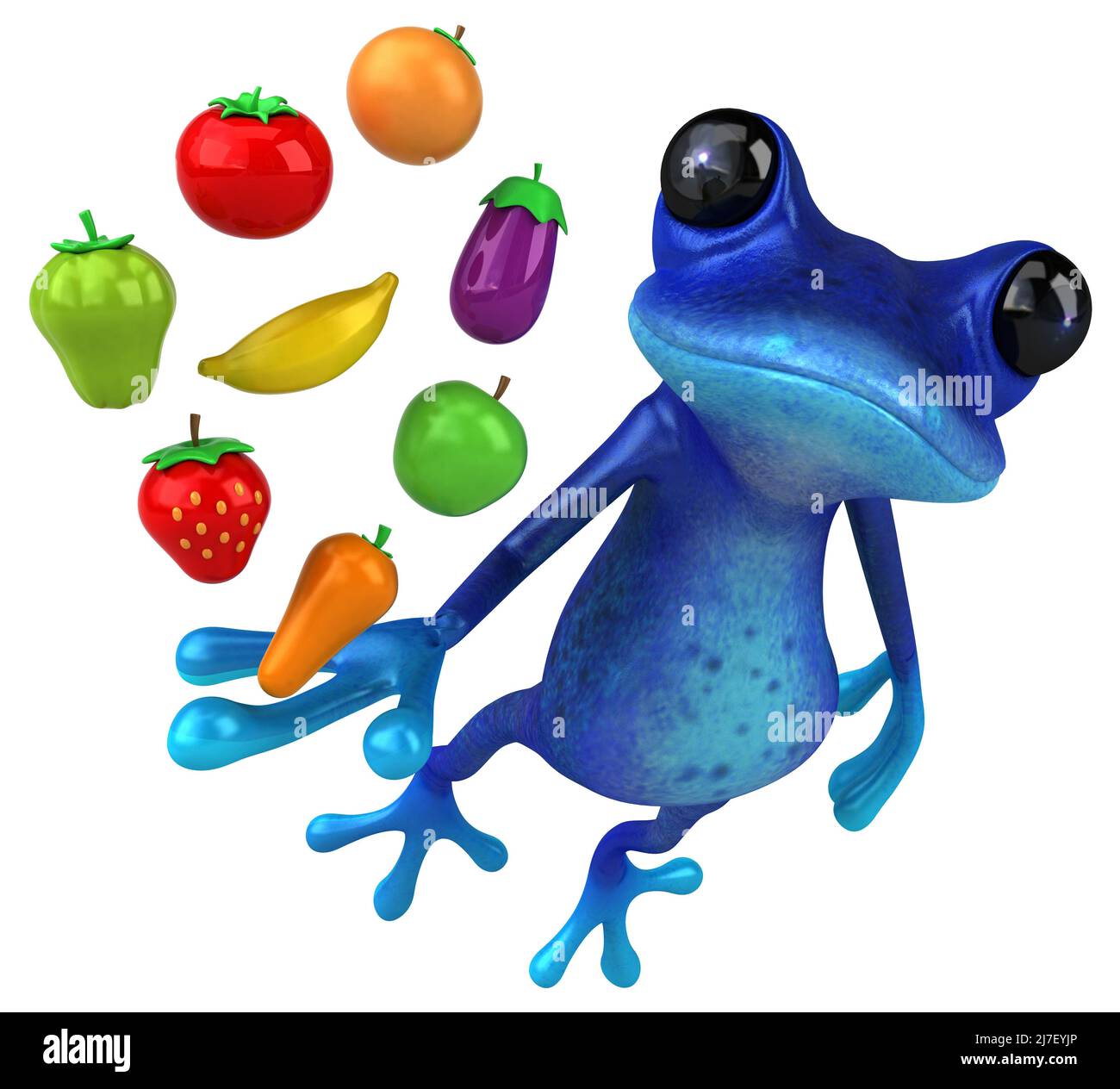 Fun blue frog - 3D Illustration Stock Photo - Alamy