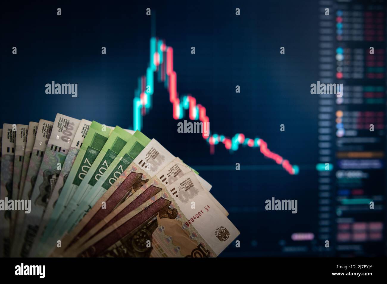 Candlestick chart showing inflation in hi-res stock photography and ...