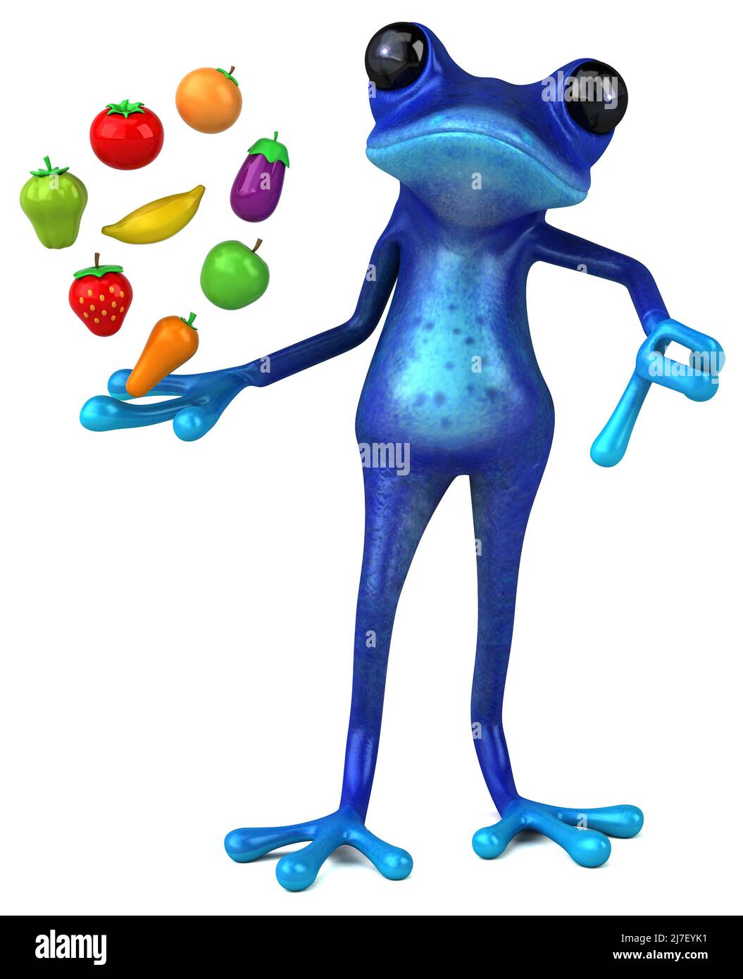 Fun blue frog - 3D Illustration Stock Photo - Alamy