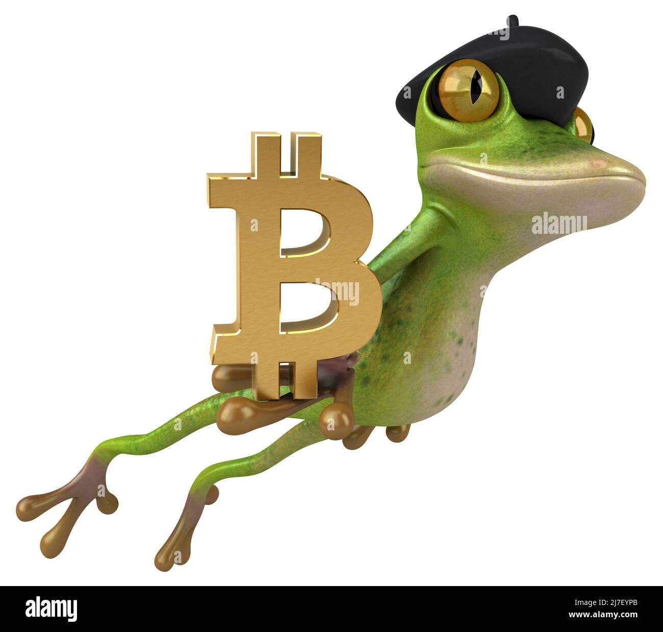 Fun french frog - 3D Illustration Stock Photo - Alamy
