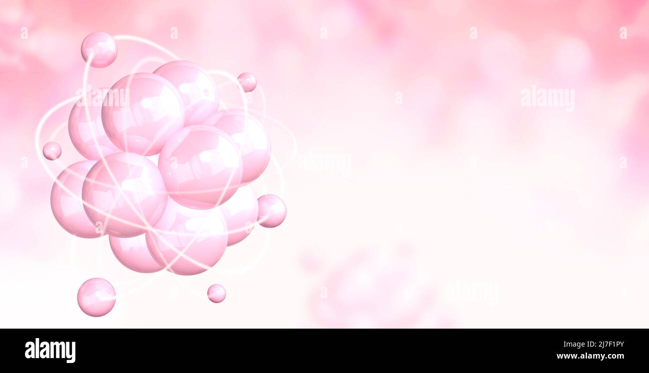 Horizontal banner with model of abstract molecular structure ...