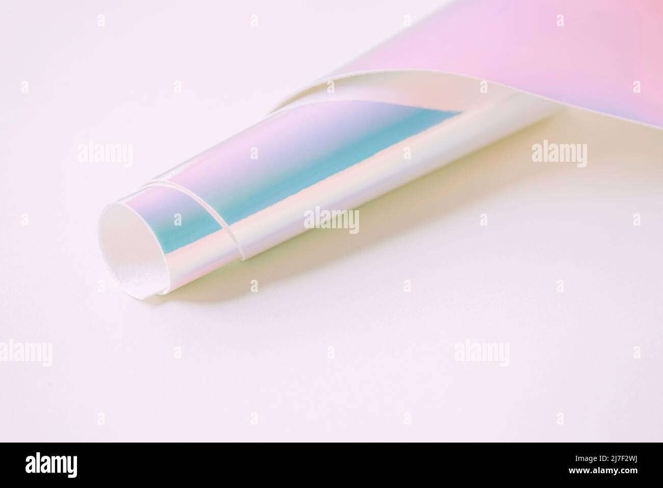 Image of surreal curved object with volume in iridiscent pastel colors ...