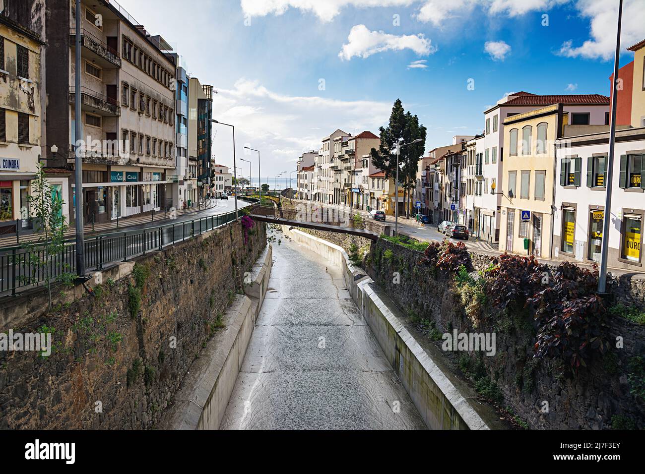 FUNCHAL, MADEIRA ISLAND - February 20, 2022: Funchal city street after ...