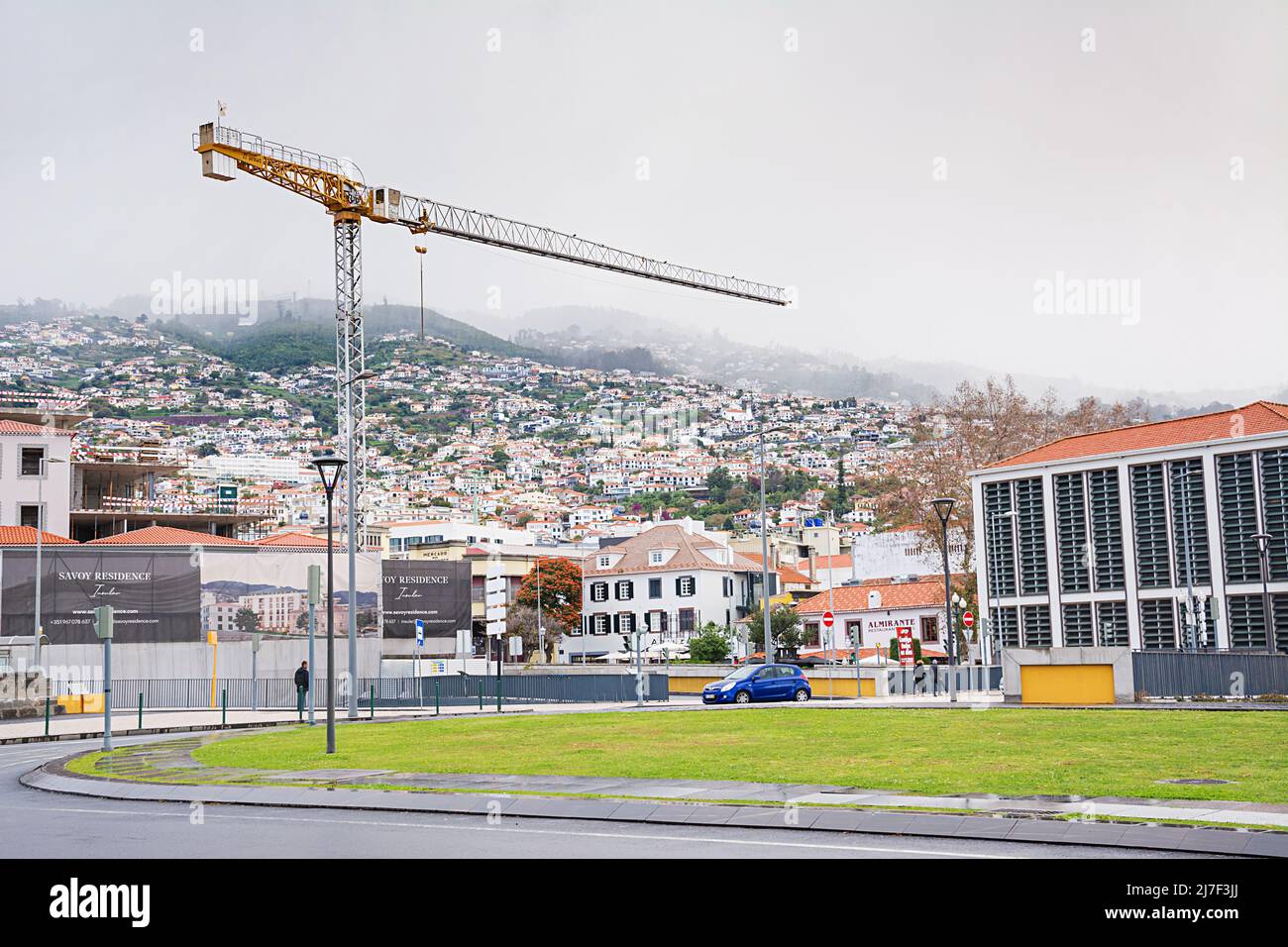 FUNCHAL, MADEIRA ISLAND - February 20, 2022: Town street of Funchal ...