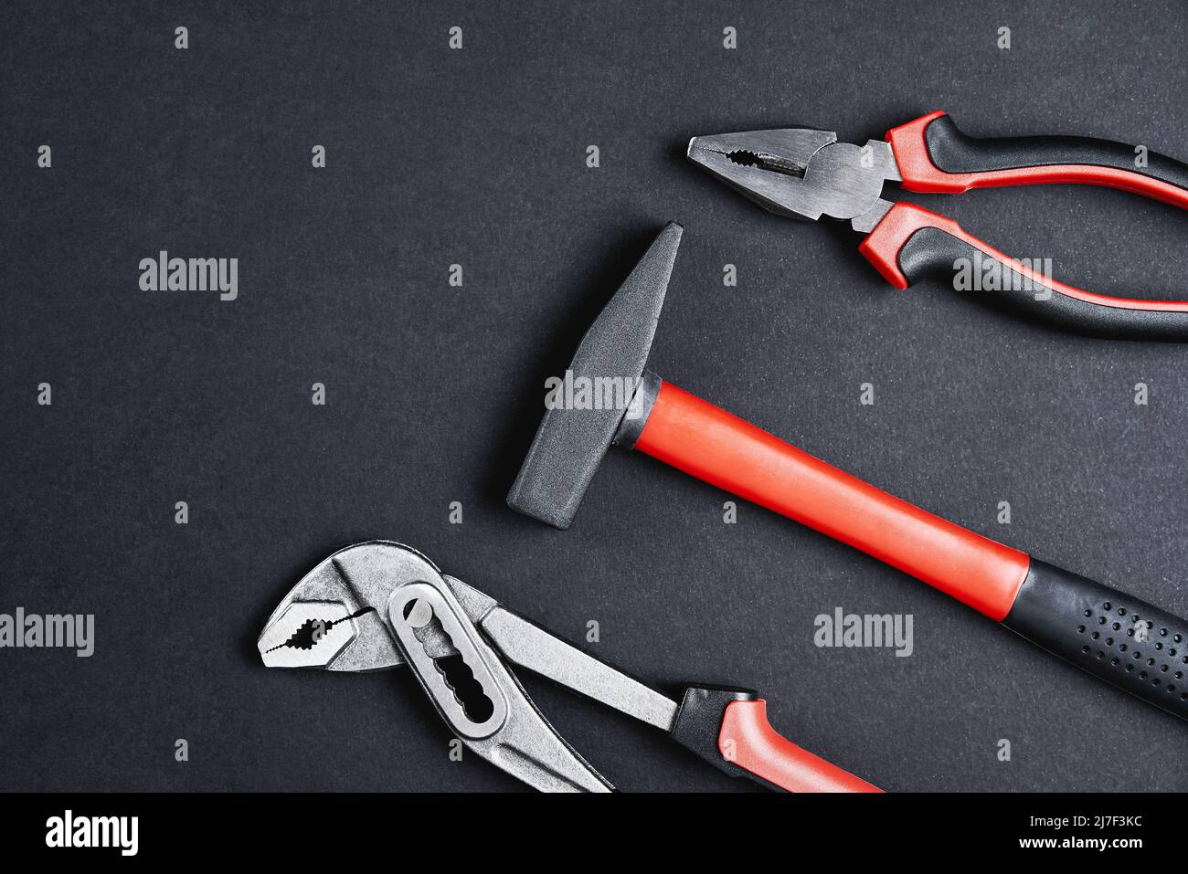 Set of renovation tools. Instruments for repair and maintenance. Hammer ...