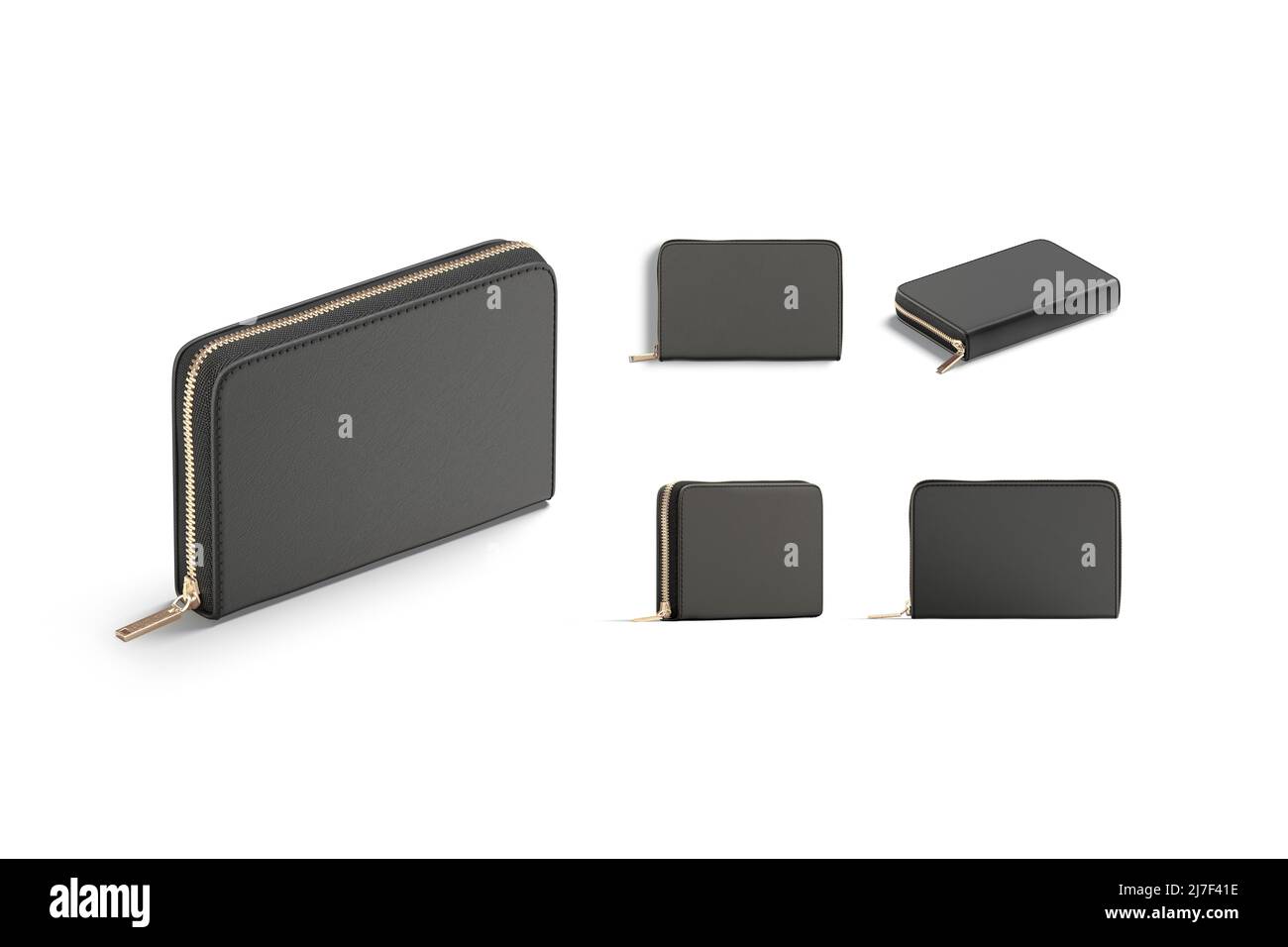 Blank black small money wallet mock up, different views Stock Photo - Alamy