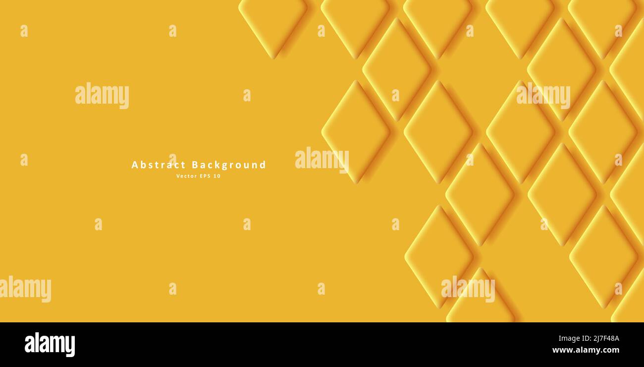 Geometric yellow background with rhombus tiles, mono chrome volume ...