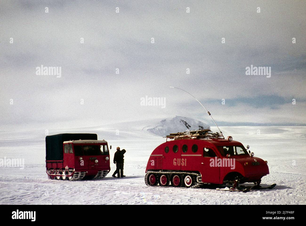 Mercedes Benz tracked snow vehicle and GUSI Bombardier B 12 snowmobile ...