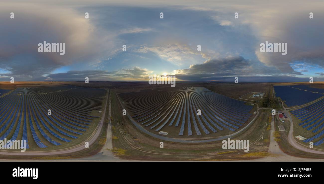 Sunrise over solar power plant hi-res stock photography and images - Alamy