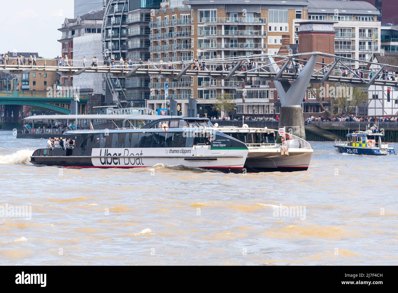 Uber Boat, Thames Clippers, named Venus Clipper, passing under ...